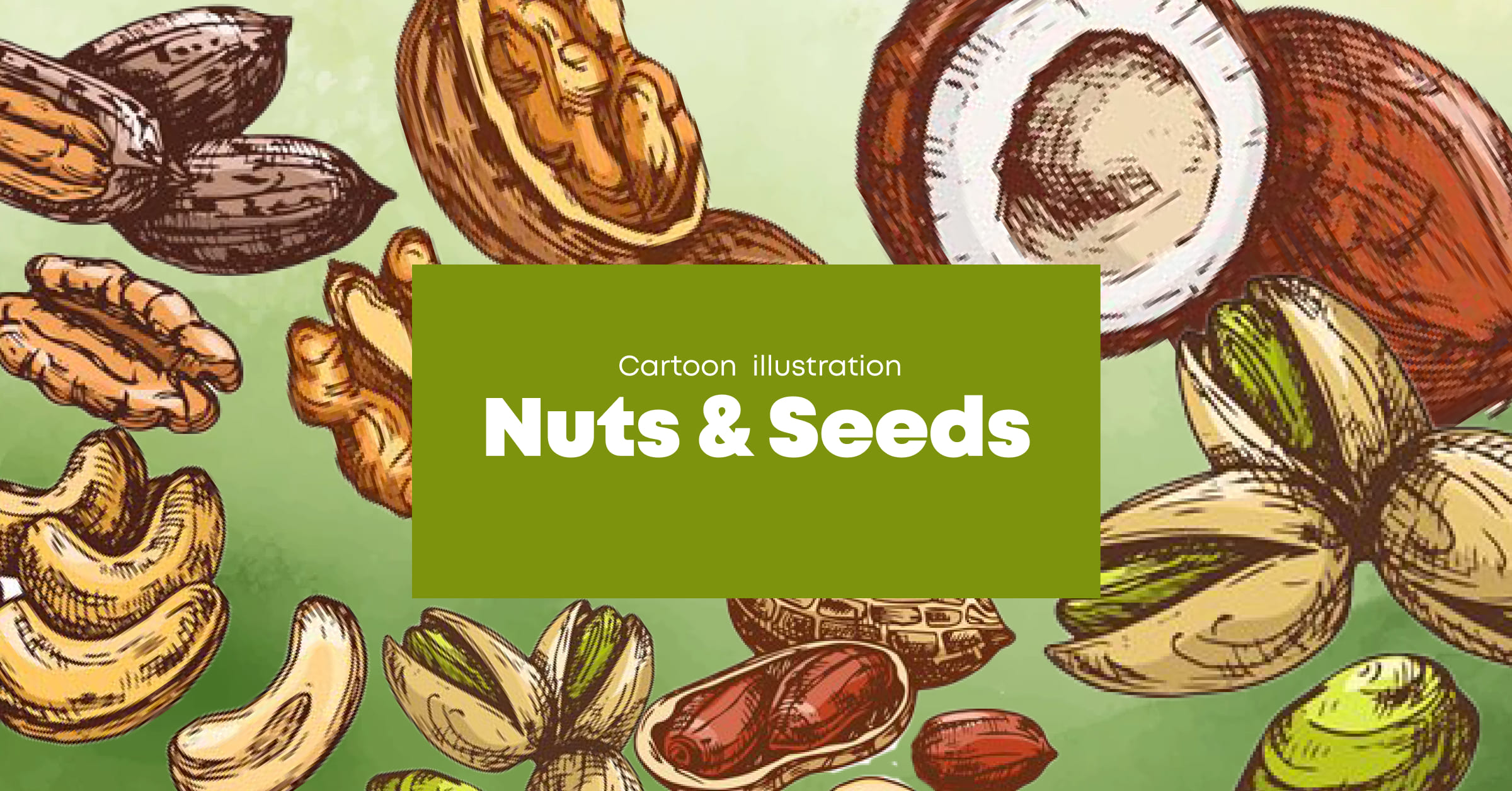 Cartoon Nuts (Almond, Peanut, Cashew, Hazelnut) - MasterBundles