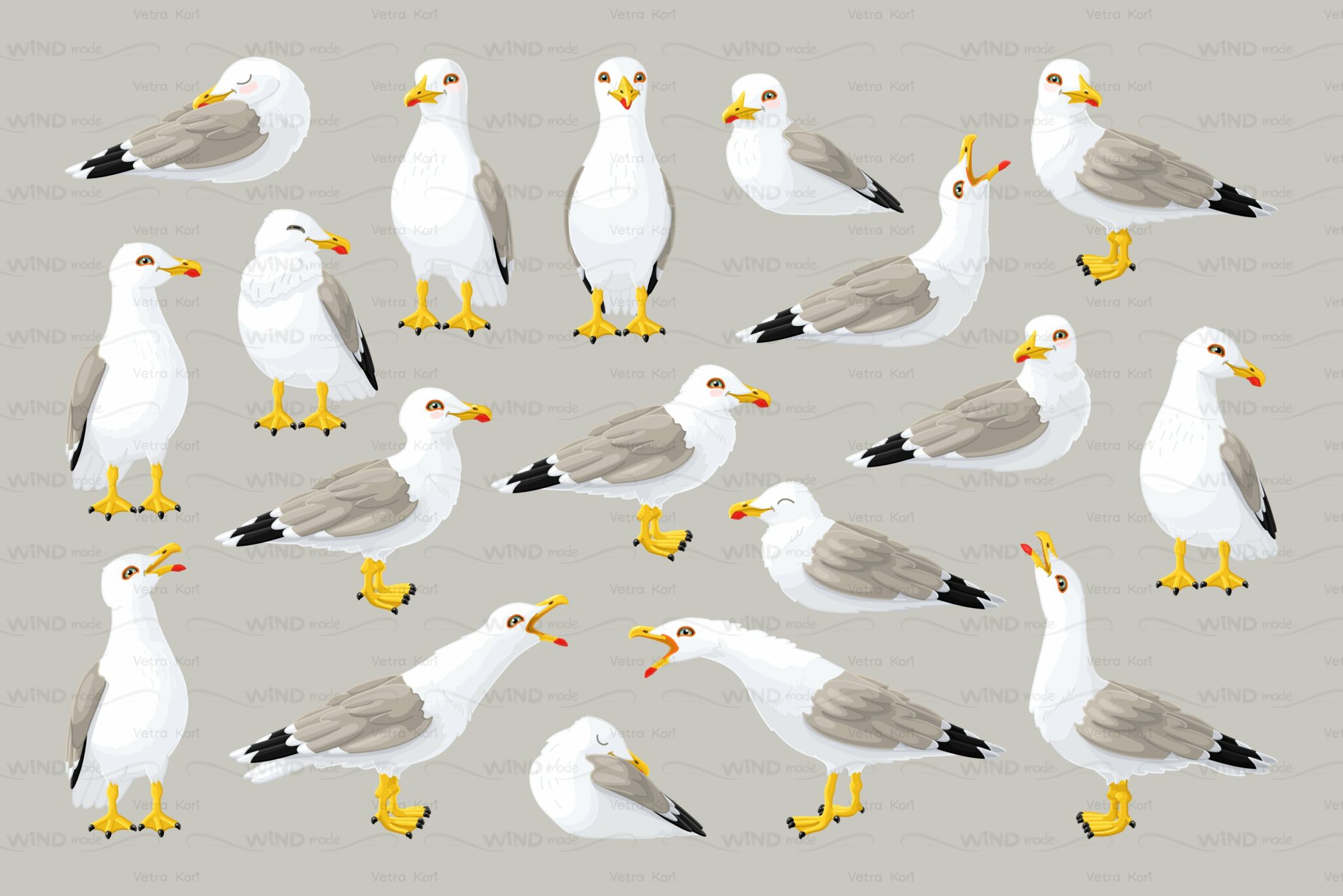 Vector Seagull Sea Gull Set – MasterBundles