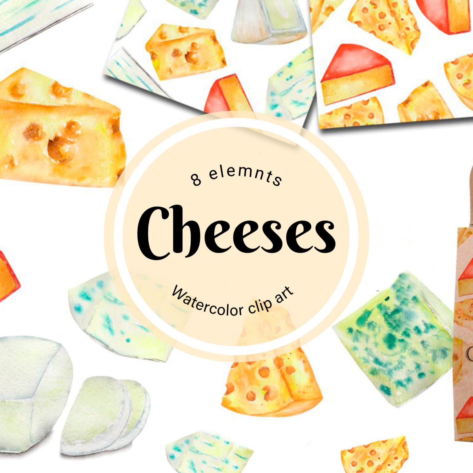 Cheese. Watercolor Clip Art – MasterBundles