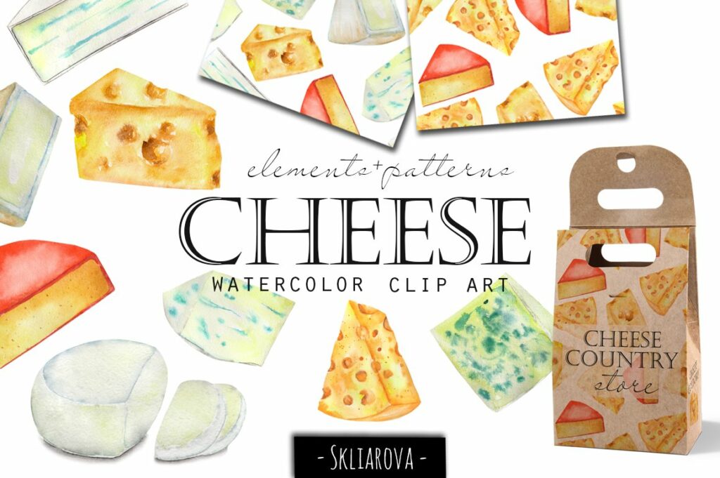 Cheese. Watercolor Clip Art – MasterBundles