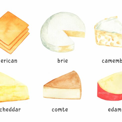 Cheese Watercolor Clipart - Food Watercolor Png | Master Bundles