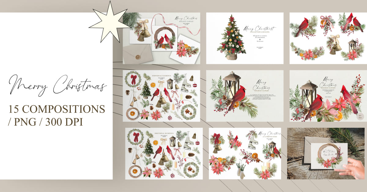 Christmas Holiday Clipart | Master Bundles