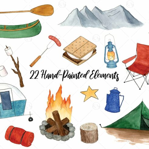 Watercolor Camping Graphics | Master Bundles