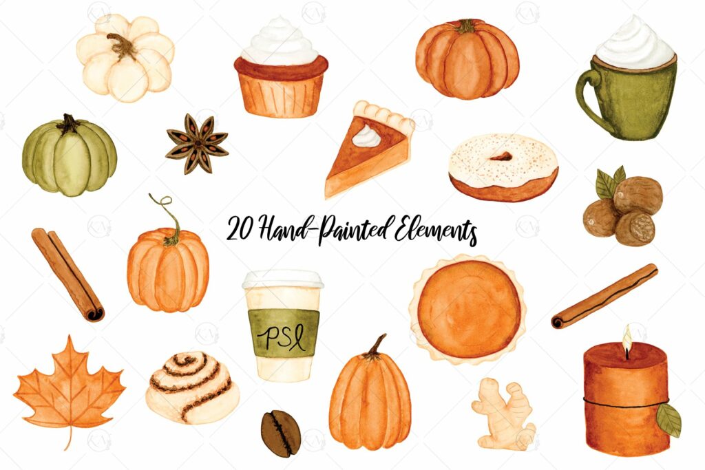 Pumpkin Spice Watercolor Graphics – MasterBundles