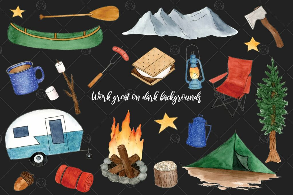 Watercolor Camping Graphics – MasterBundles