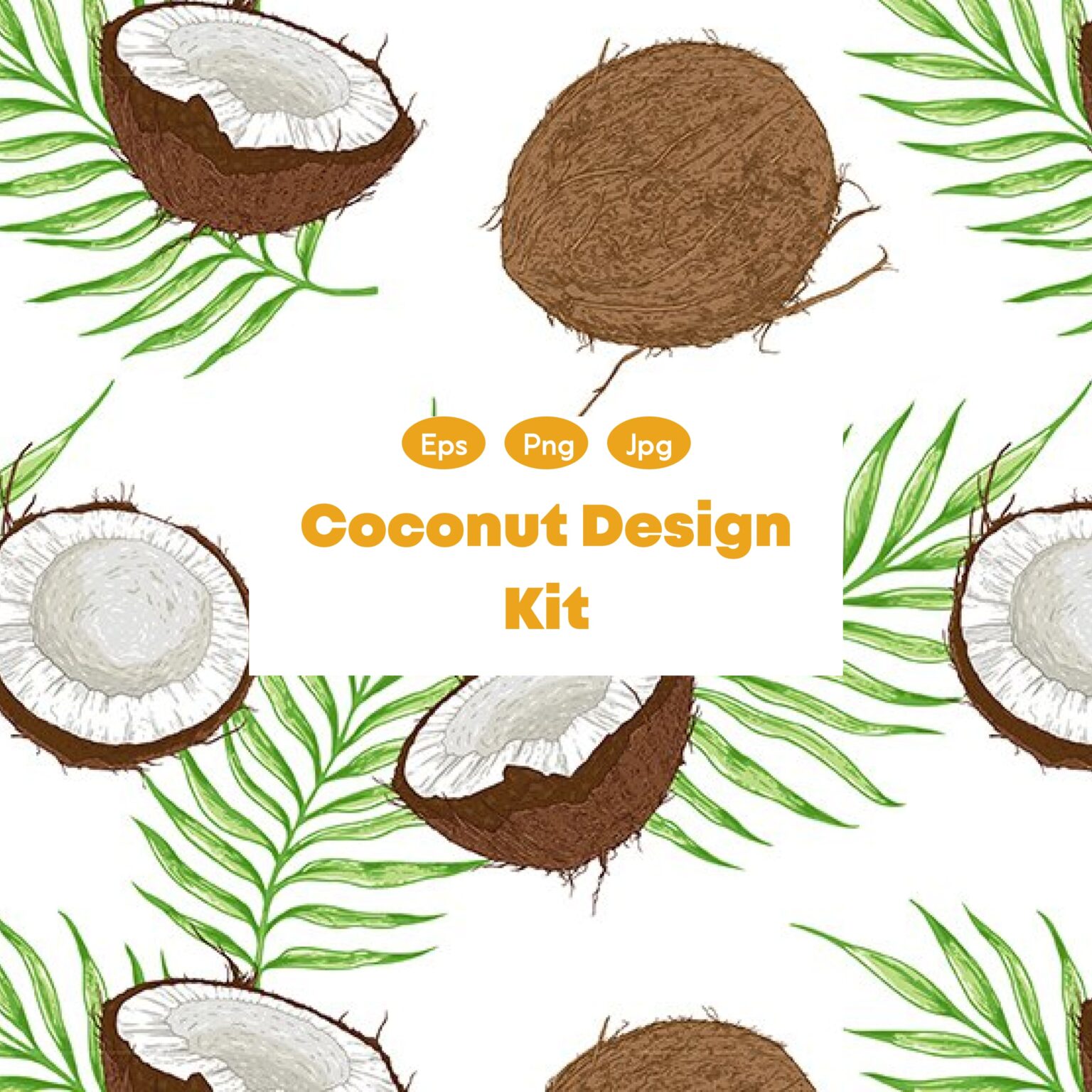 Coconut Vector Isolated on White Background. | Master Bundles