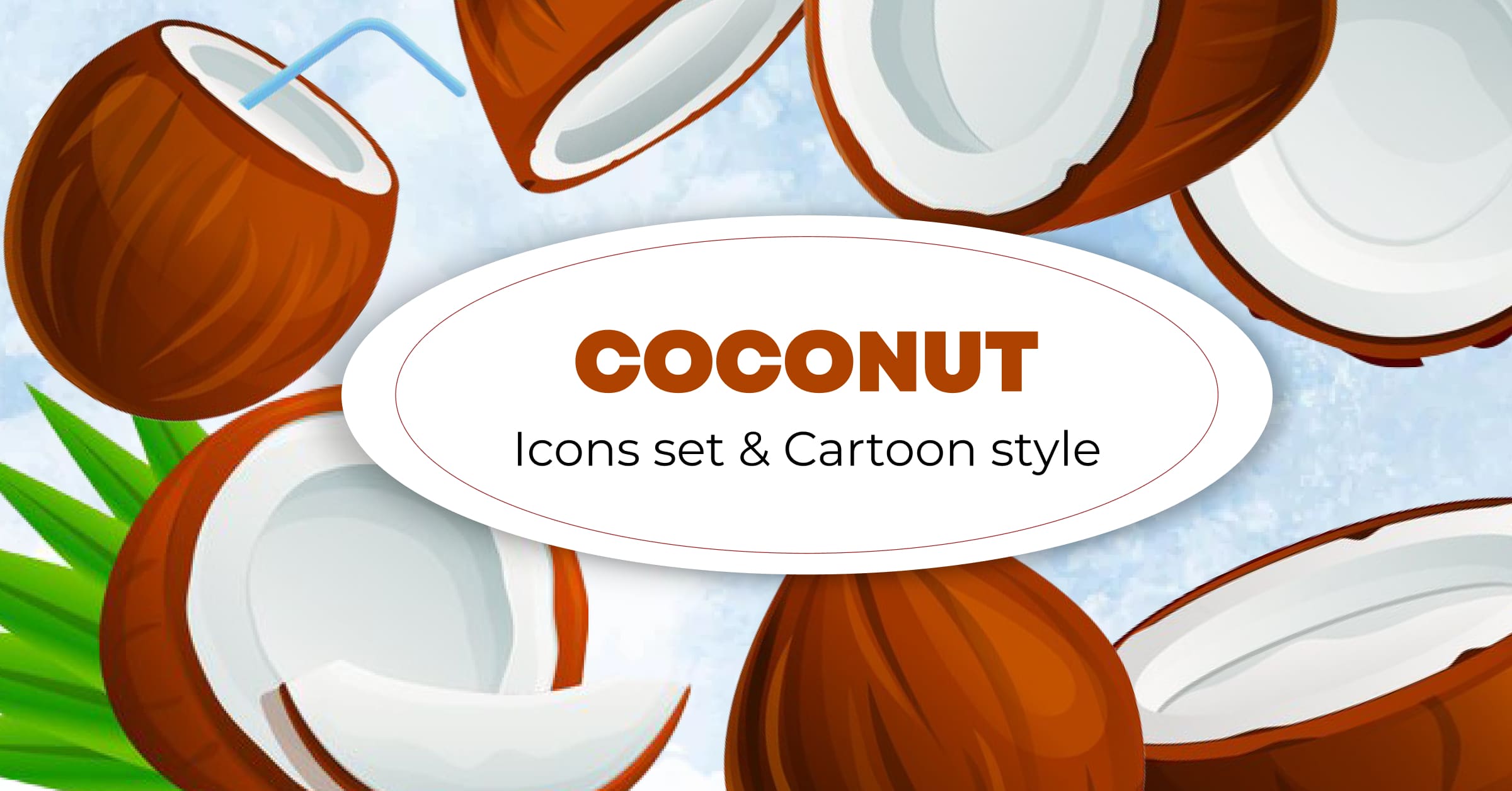 Coconut Icons Set, Cartoon Style – MasterBundles