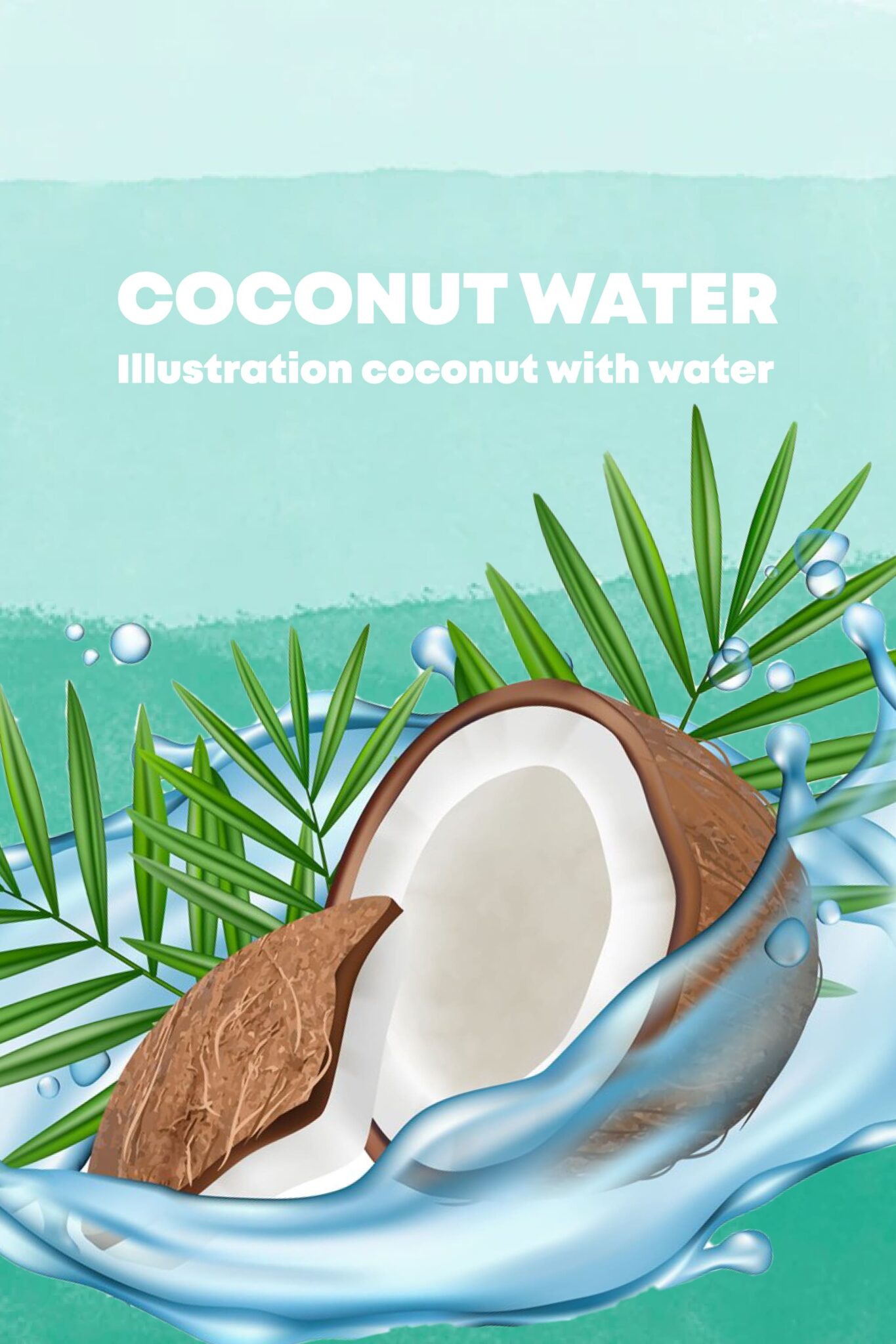 Coconut Water Vector Concept. Realistic Coconut, Water Splas ...
