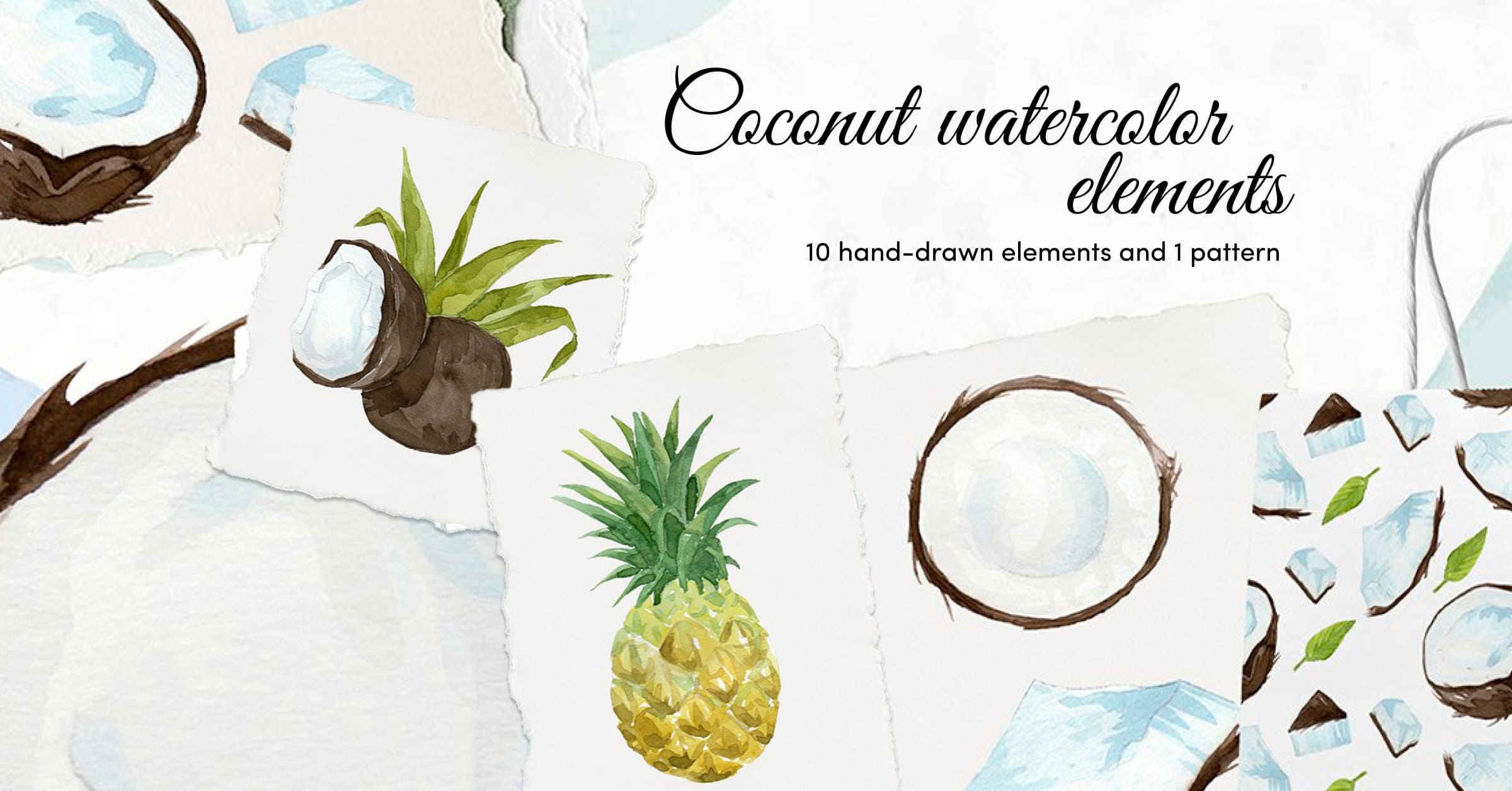 Coconut Watercolor Elements – MasterBundles