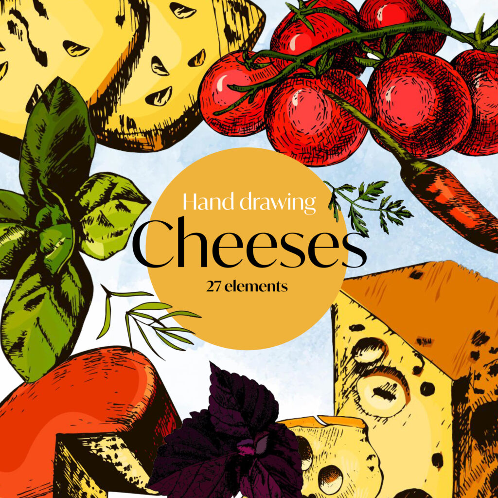 Collection Of Hand Drawing Cheeses – MasterBundles