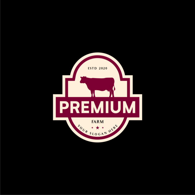 Vintage beef meat sticker label logo design Premium Vector - MasterBundles