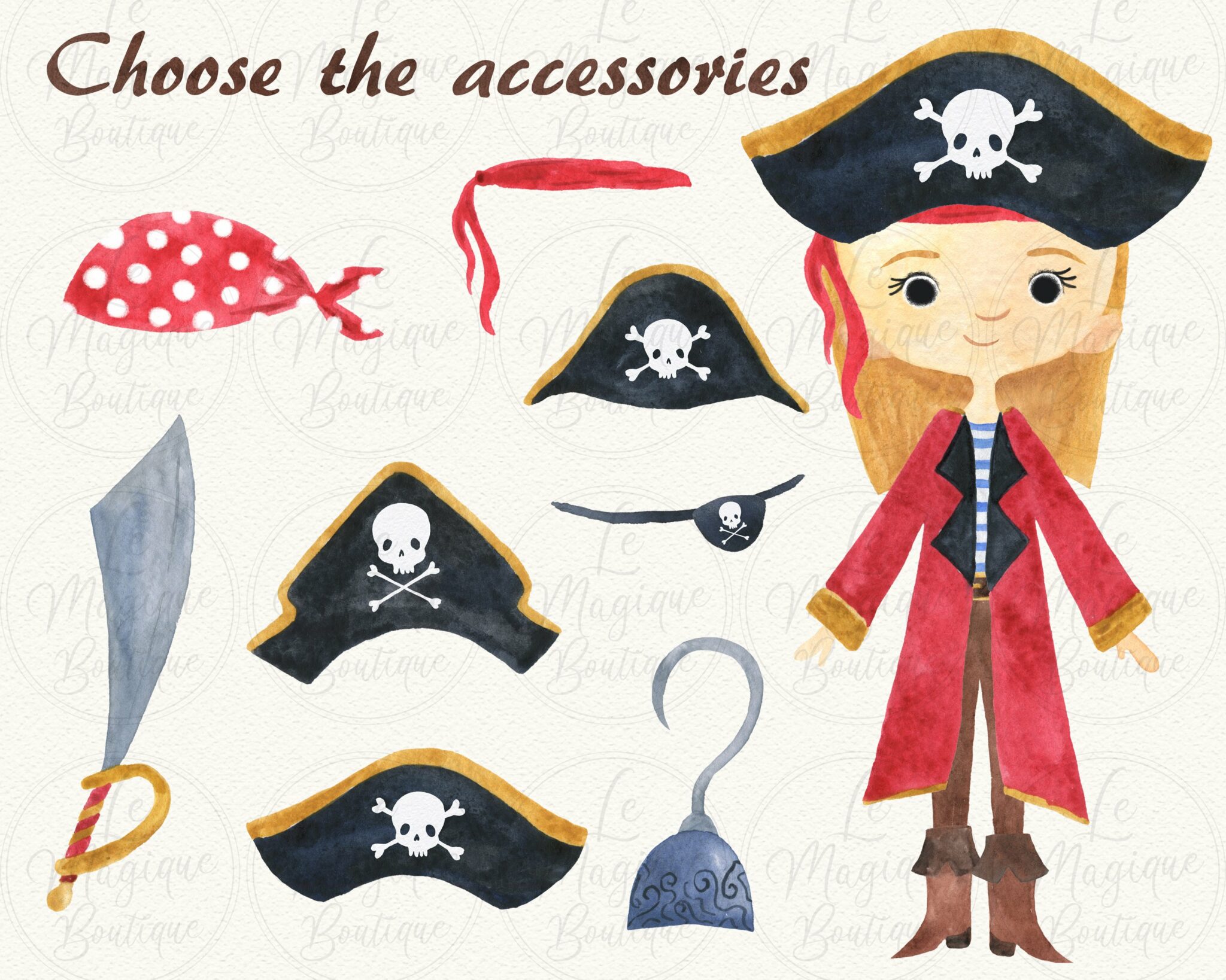 Pirates Watercolor Clipart Set – MasterBundles