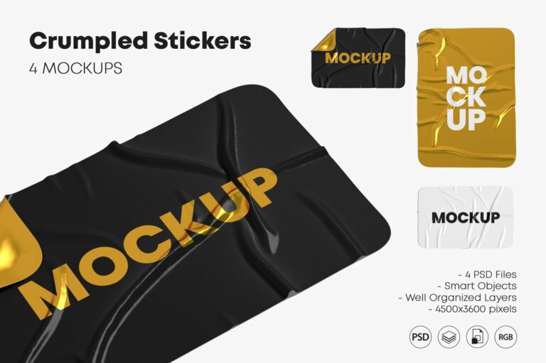 Crumpled Stickers Mockup Set – MasterBundles