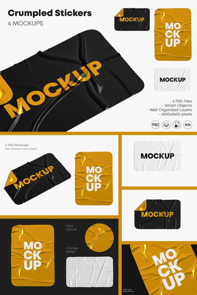 Crumpled Stickers Mockup Set – MasterBundles