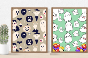 12 Cute Ghost Digital Paper Patterns KDP – MasterBundles