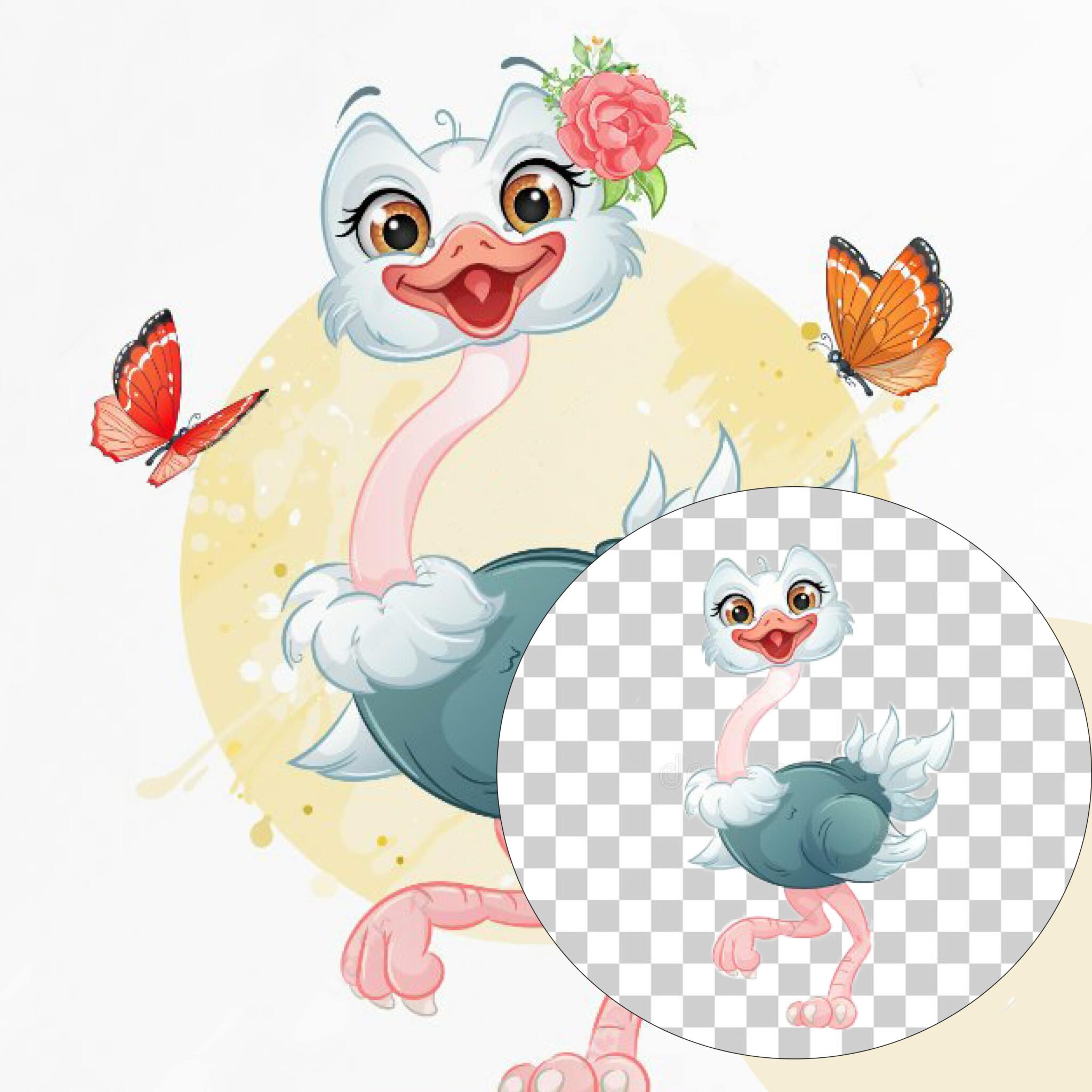 Cute Ostrich PNG| Bird Clipart, Safari Baby Animals – MasterBundles