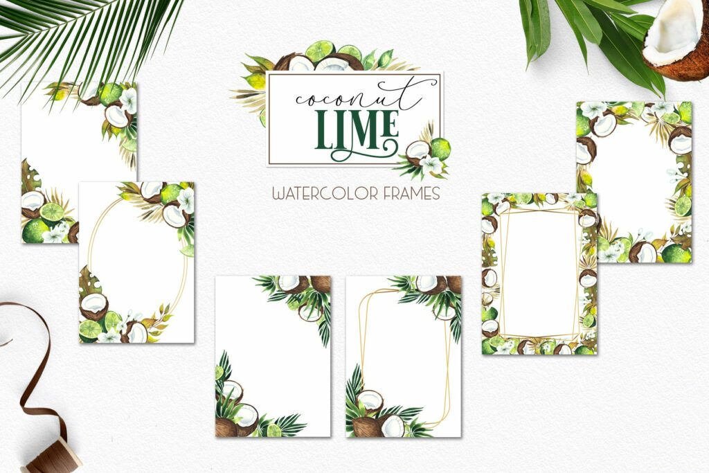 Watercolor Coconut Lime Collection – MasterBundles