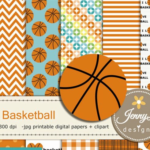 Basketball Digital Papers and Clipart Set | Master Bundles