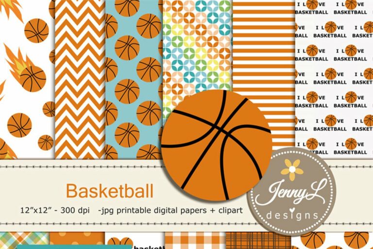 Basketball Digital Papers and Clipart Set – MasterBundles
