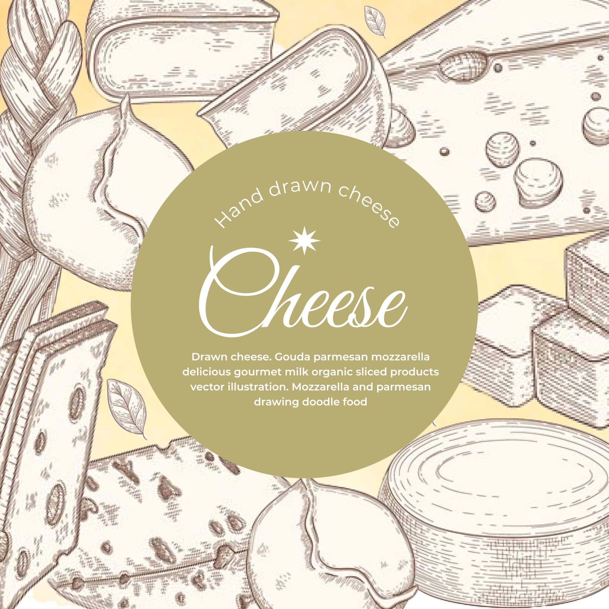 Drawn Cheese. Gouda Parmesan Mozzarella Delicious Gourmet Mi ...