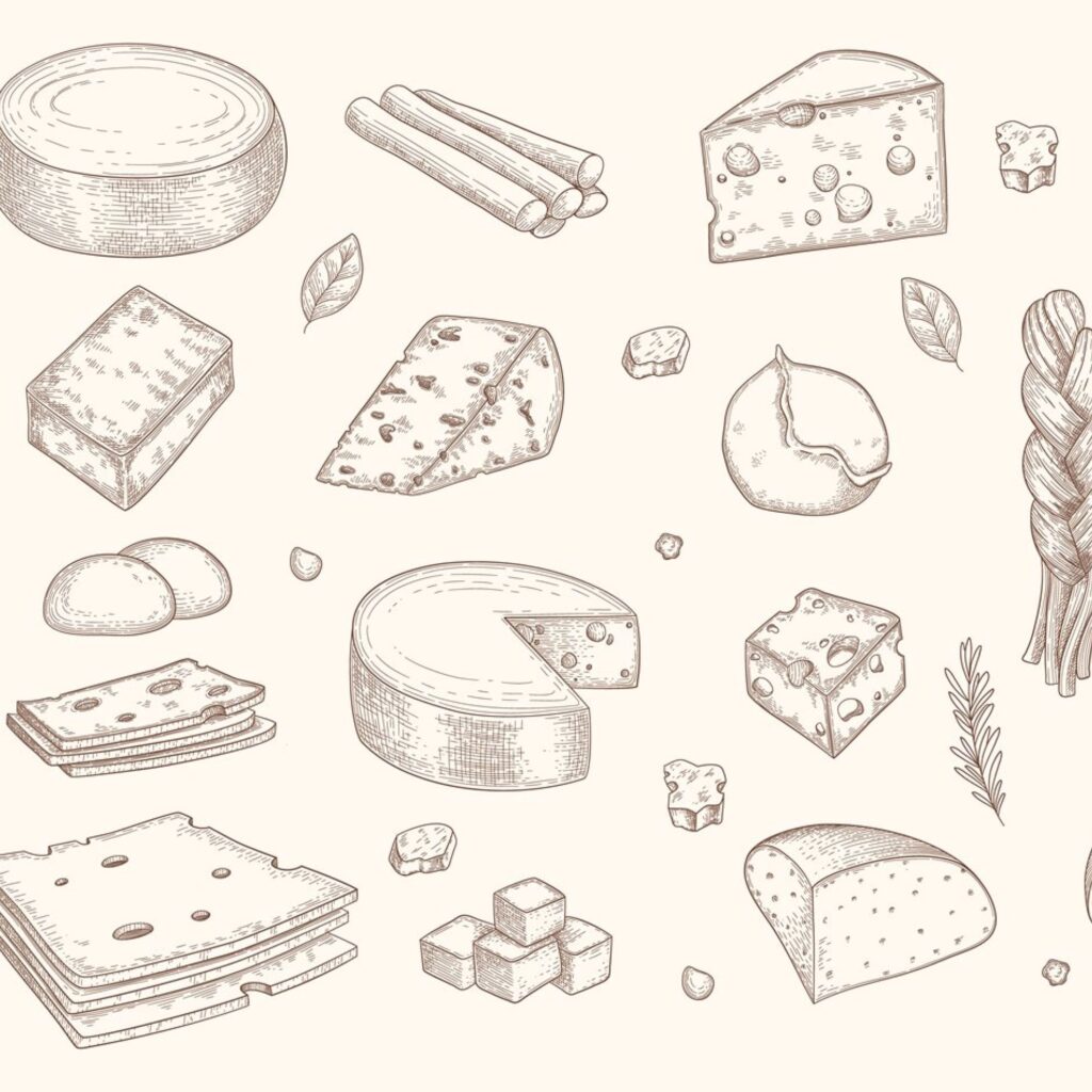 Drawn Cheese. Gouda Parmesan Mozzarella Delicious Gourmet Mi ...