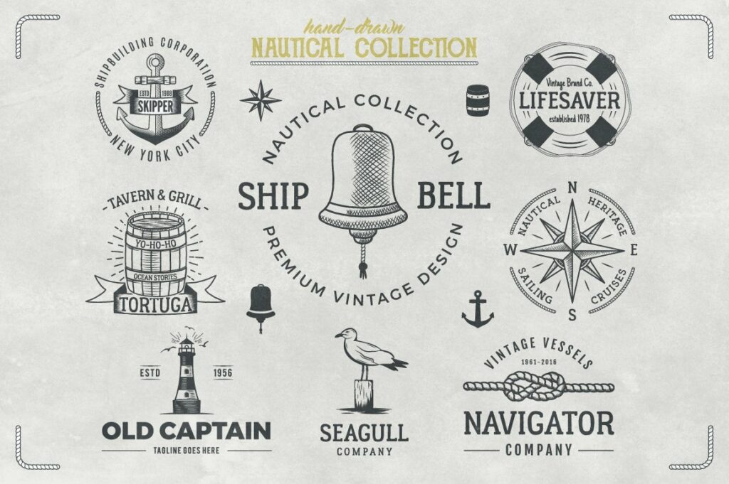 Vintage Nautical Logo Collection – MasterBundles