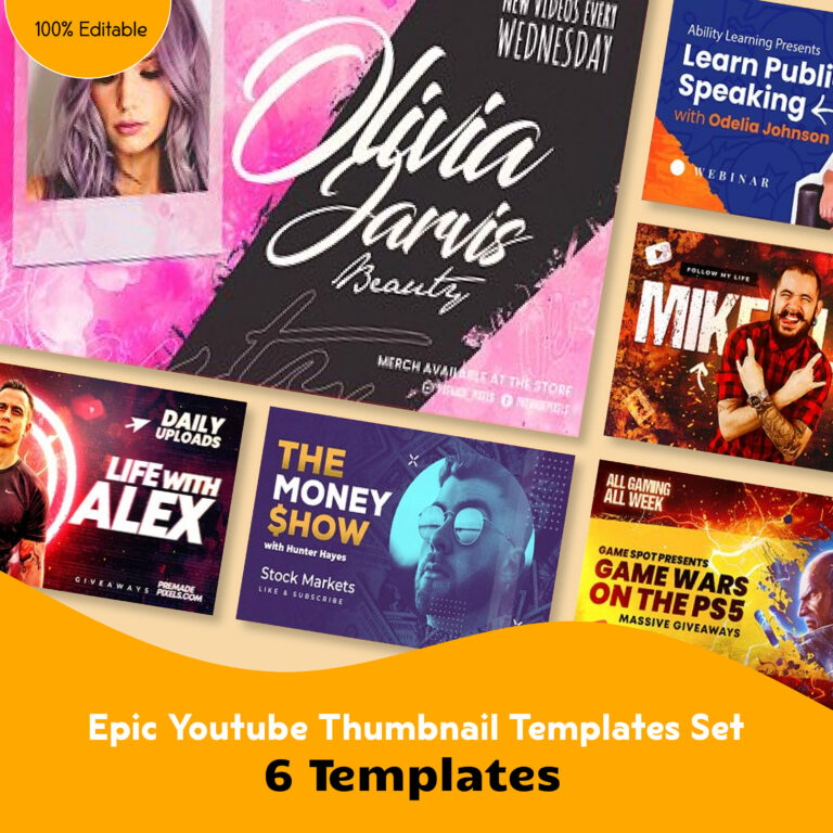 Epic Youtube Thumbnail Templates Set – MasterBundles