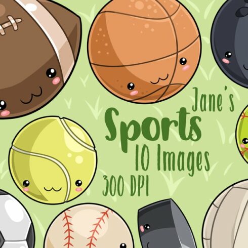 Kawaii Sports Clipart | Master Bundles