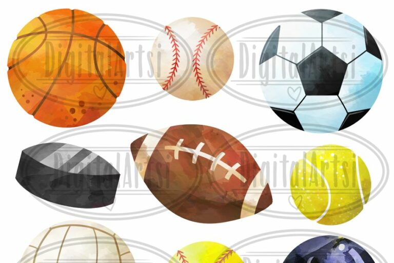 Watercolor Sports Clipart | Master Bundles