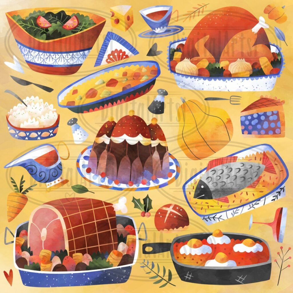 Watercolor Feast Clipart – MasterBundles