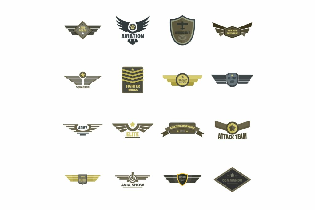 Airforce Navy Military Logo Icons Set, Flat Style – MasterBundles