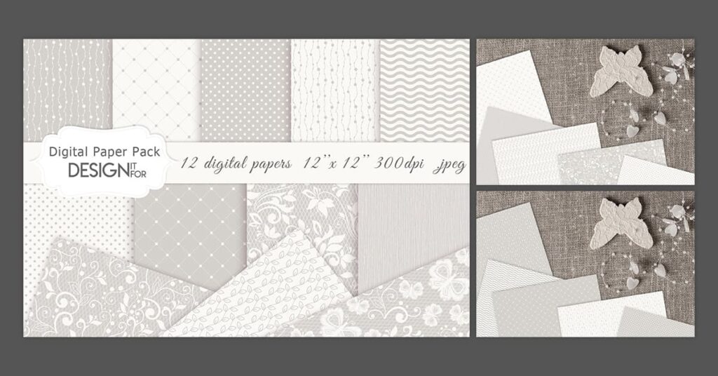 Wedding Digital Paper Pack, Wedding Patterns, Lace Papers – MasterBundles
