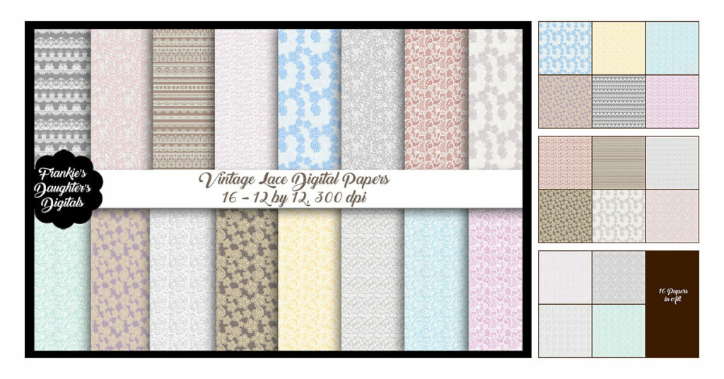 Vintage Lace Digital Papers, Shabby Chic Backgrounds – MasterBundles