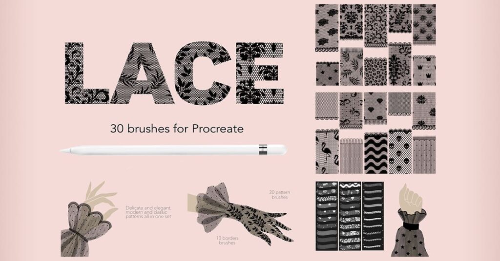 Lace Pattern Procreate Brushes – MasterBundles