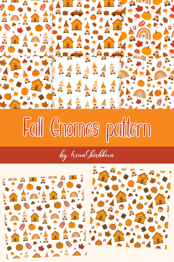 Gnomes Pattern. Fall Gnomes Pattern. – MasterBundles