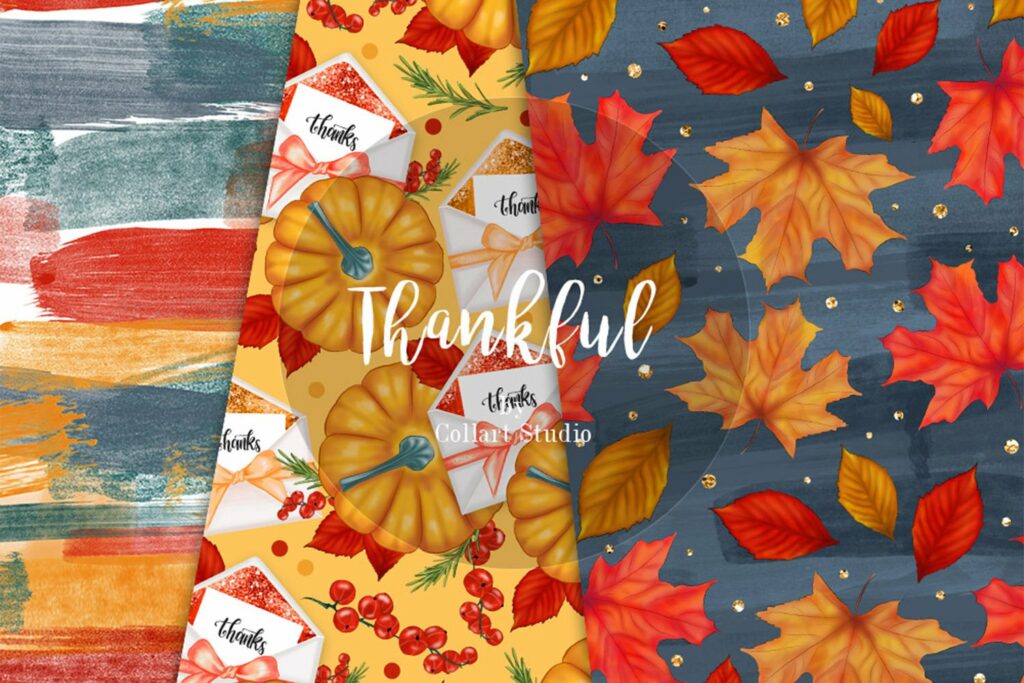 Thanksgiving Digital Paper, Autumn – MasterBundles