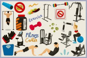 Gym & Fitness Vector Clipart And Seamless Pattern – MasterBundles