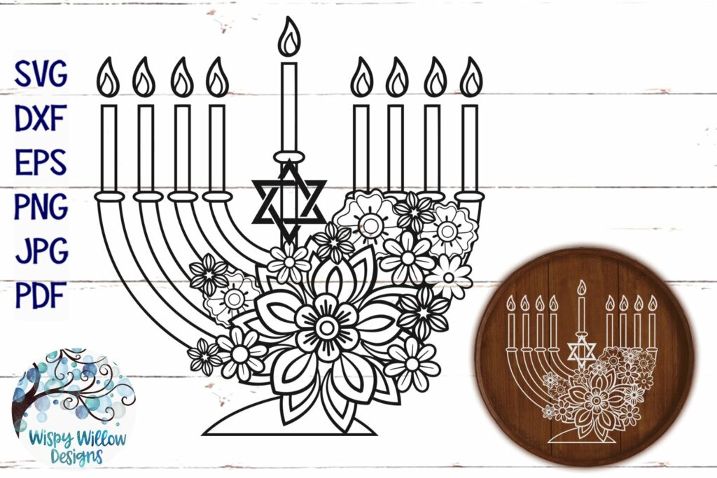 Floral Menorah SVG | Hanukkah Mandala SVG Cut File – MasterBundles