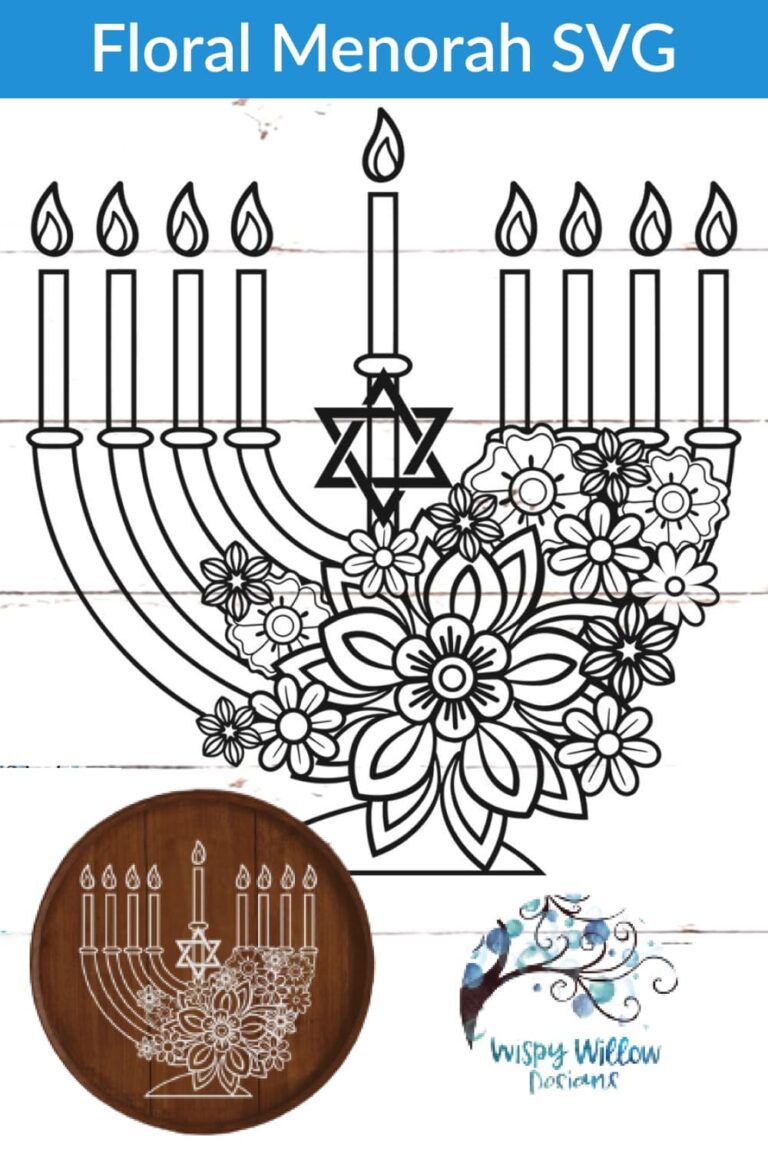Floral Menorah SVG | Hanukkah Mandala SVG Cut File – MasterBundles