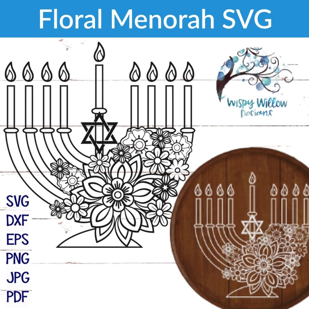 Floral Menorah SVG | Hanukkah Mandala SVG Cut File – MasterBundles