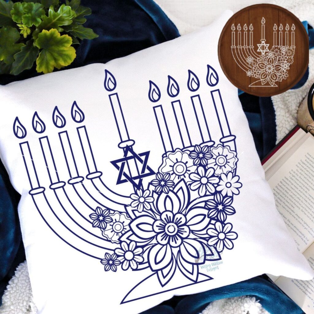 Floral Menorah SVG | Hanukkah Mandala SVG Cut File – MasterBundles