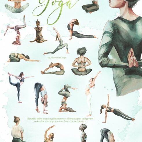 Watercolor Yoga Clipart Set | Master Bundles
