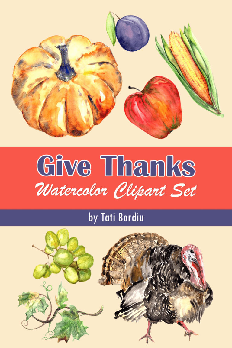 Give Thanks - Watercolor Clipart Set – MasterBundles