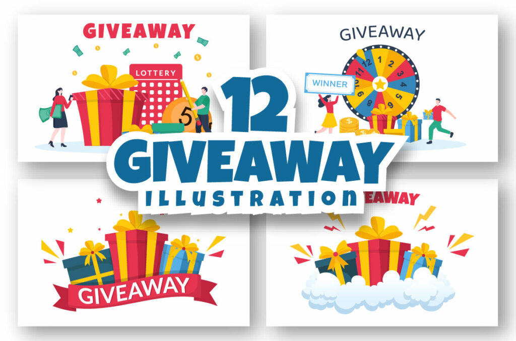 12 Giveaway Win a Prize Illustration - MasterBundles