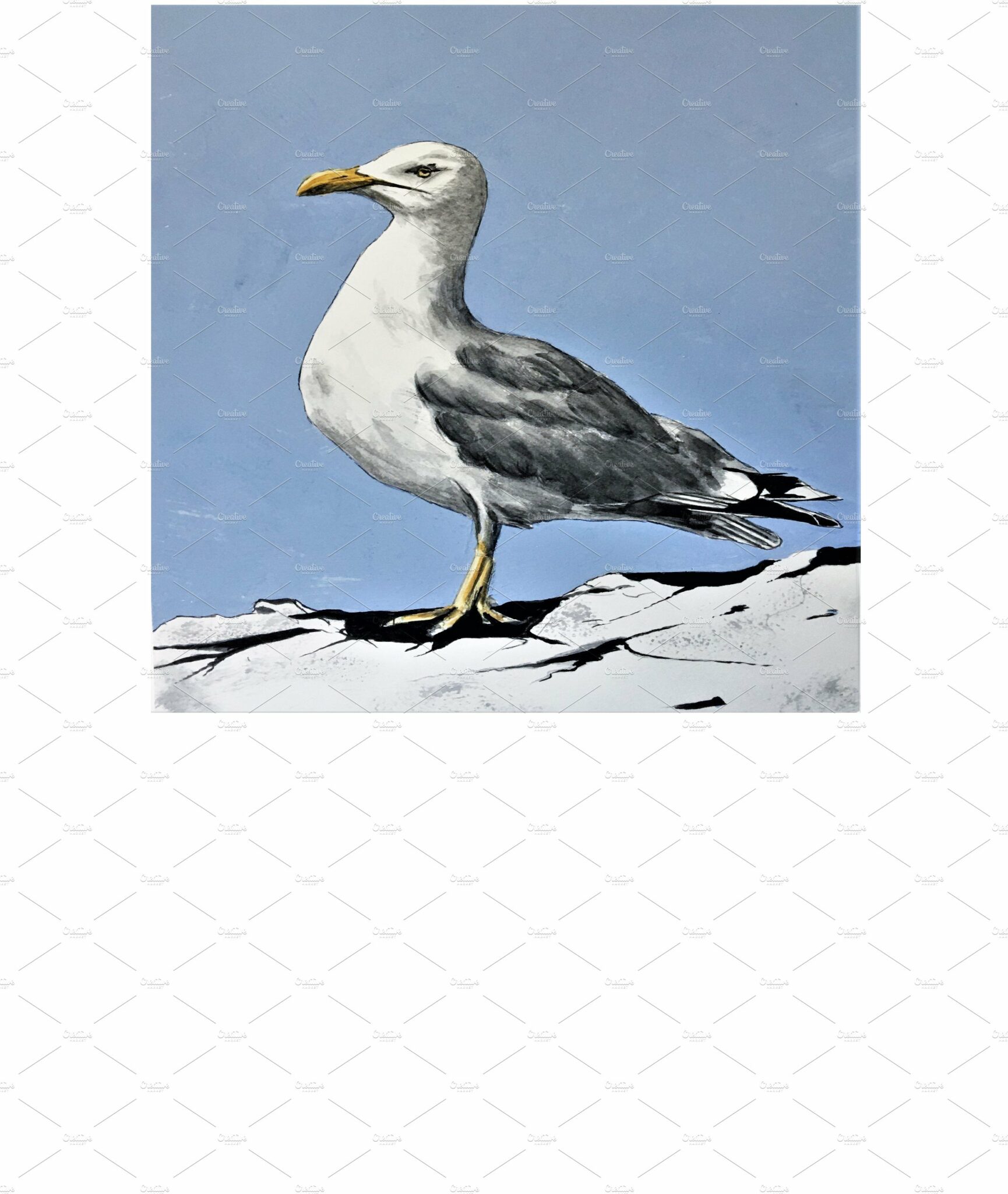 Puffins & Seagulls Painting Clipart – MasterBundles