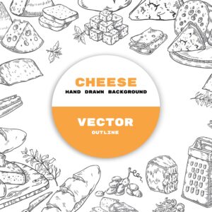 Hand Drawn Cheese. Doodle Appetizers And Food Slices, Differ ...