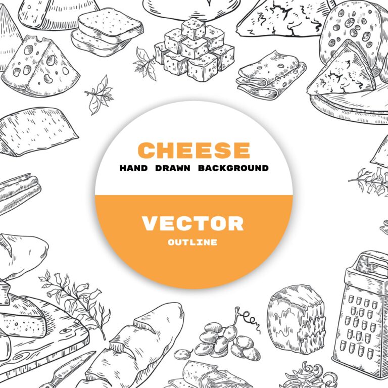 Cheese Sketch. Hand Drawn Milk Products, Gourmet Food Slices ...