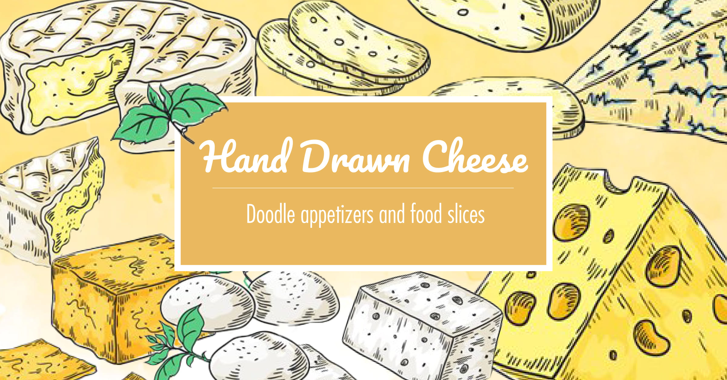 Hand Drawn Cheese. Doodle Appetizers And Food Slices, Differ ...