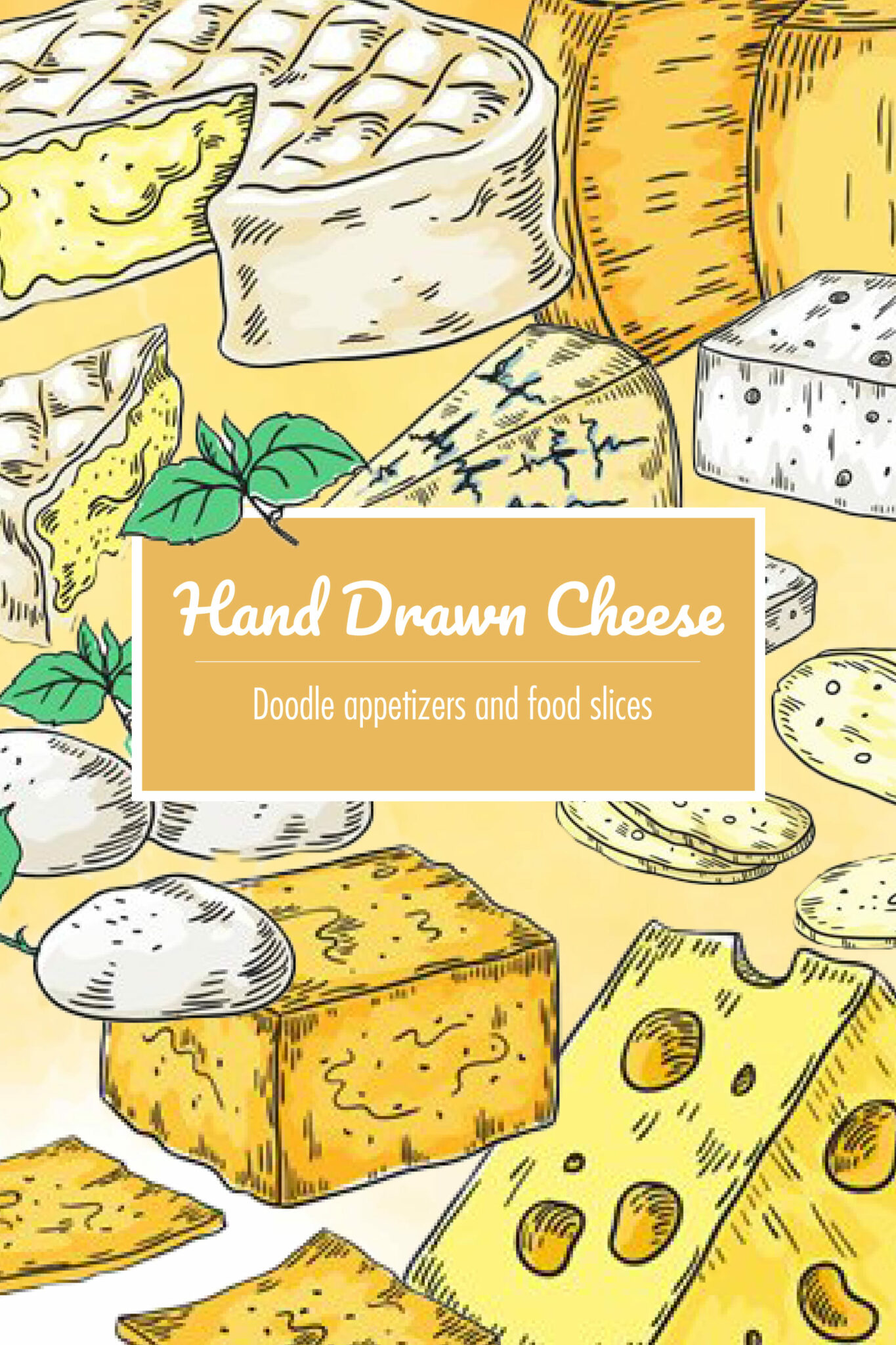 Hand Drawn Cheese. Doodle Appetizers And Food Slices, Differ ...
