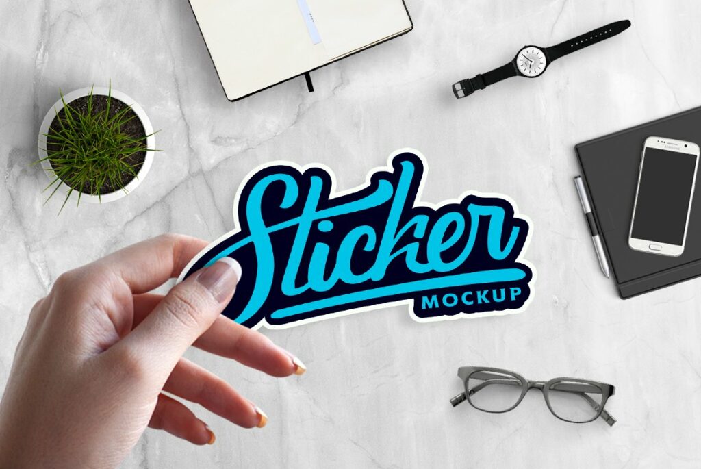 Hand Mockup Sticker – MasterBundles